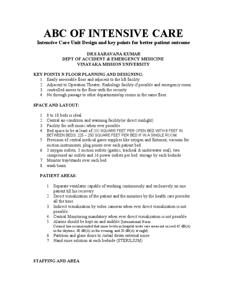 Icu Design and Setup | PDF | Intensive Care Medicine | Health Care