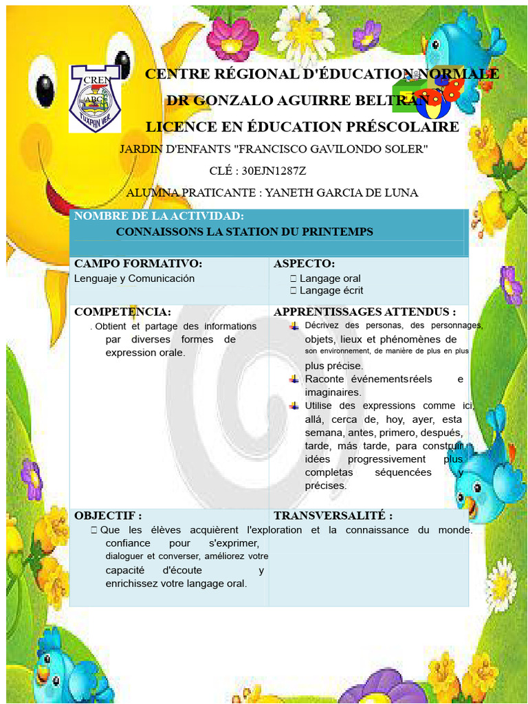 Activité éducative sur le printemps | PDF