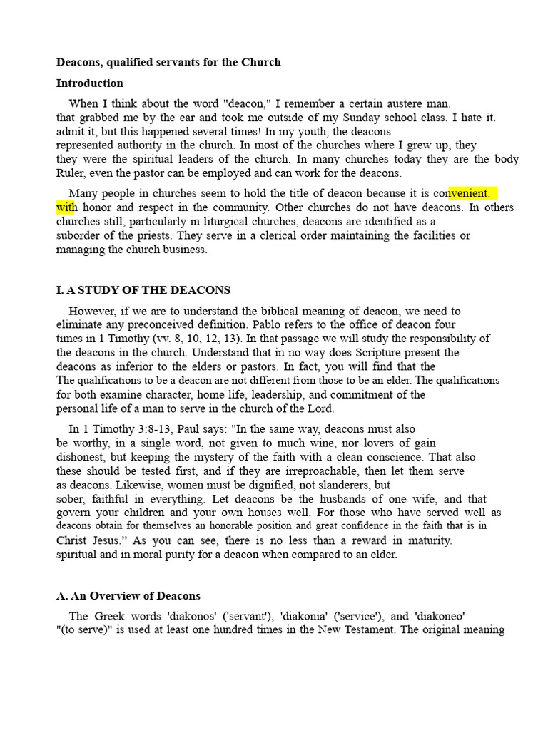 Understanding the Role of Deacons in Church | PDF | Elder (Christianity ...