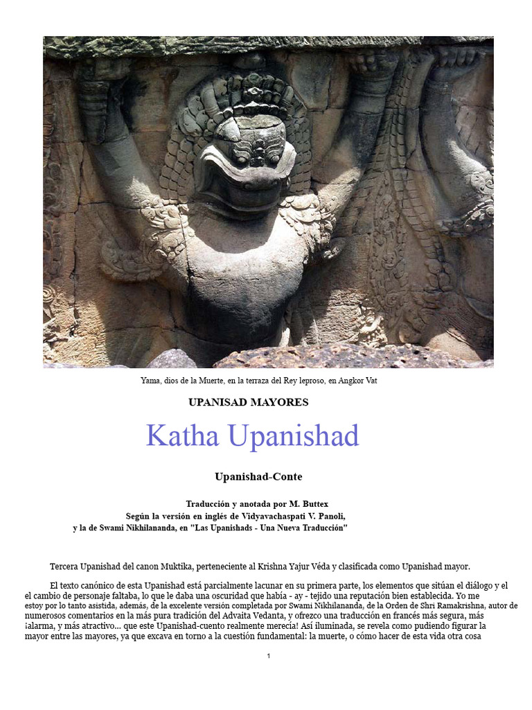 Yama y Nachiketas: Sabiduría de la Muerte | PDF | Upanishads | Mantman ...