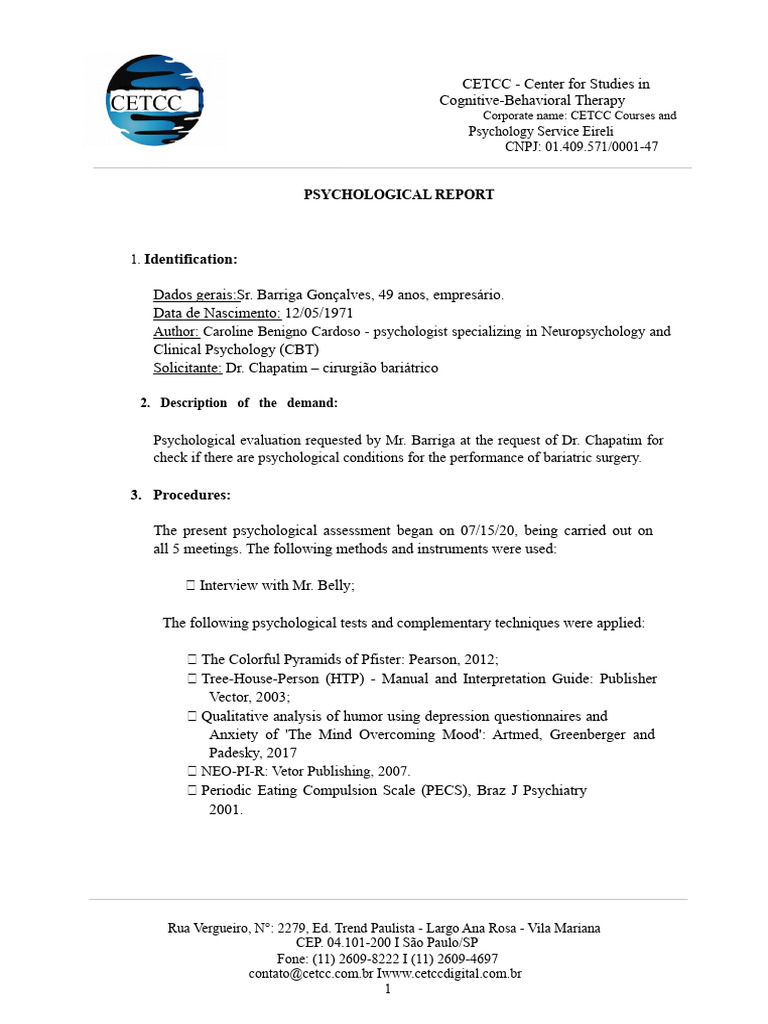 Psychological Evaluation for Bariatric Surgery | PDF | Psychology ...