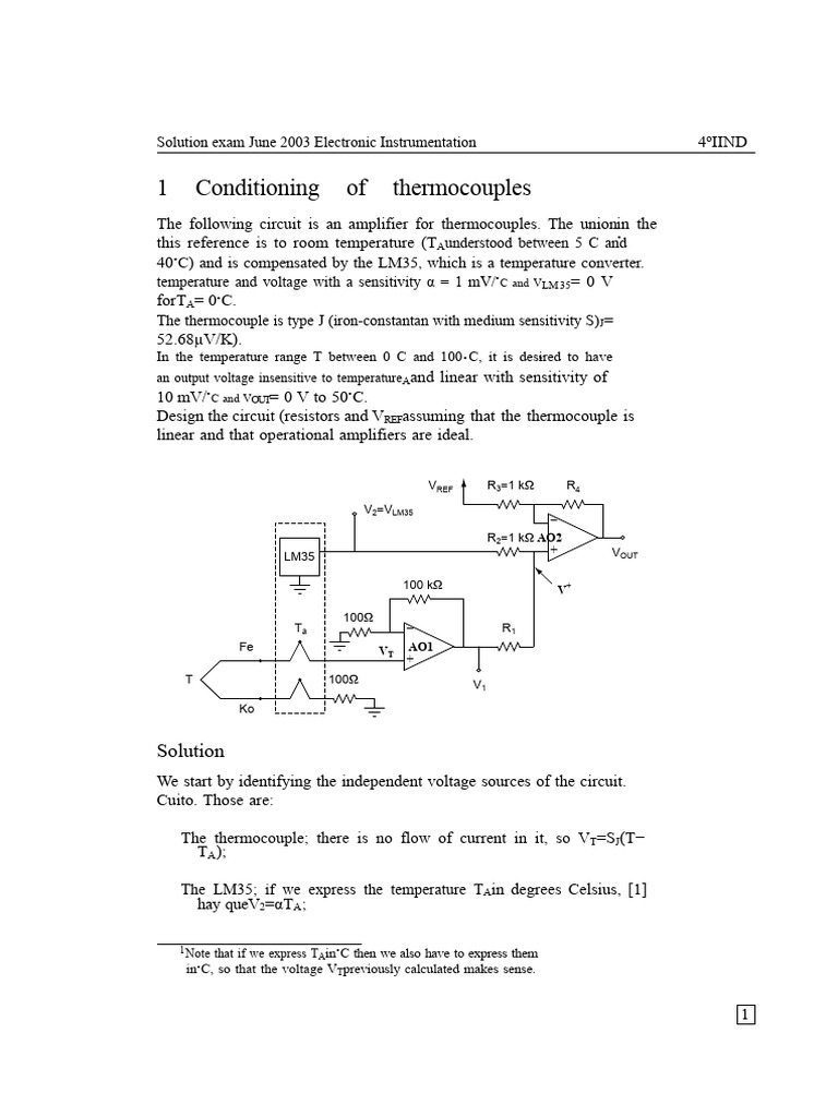 Thermocouple Conditioning Circuit Design | PDF | Electrical Network ...