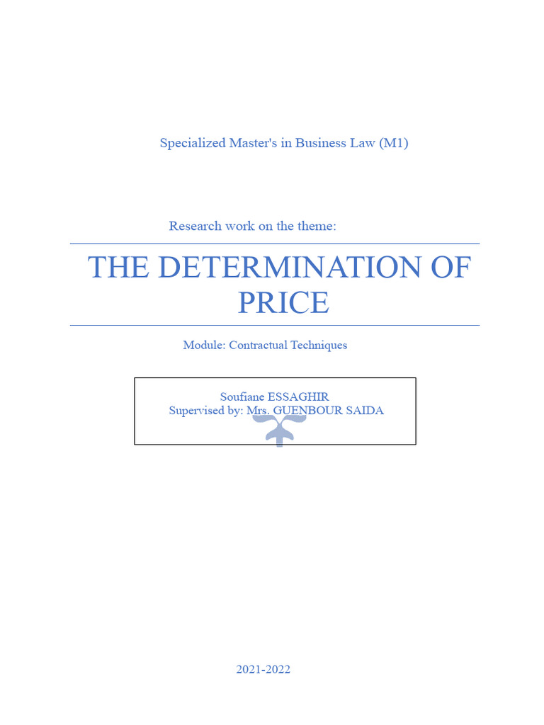 Determining Price in Business Contracts | PDF | Prices | Consideration