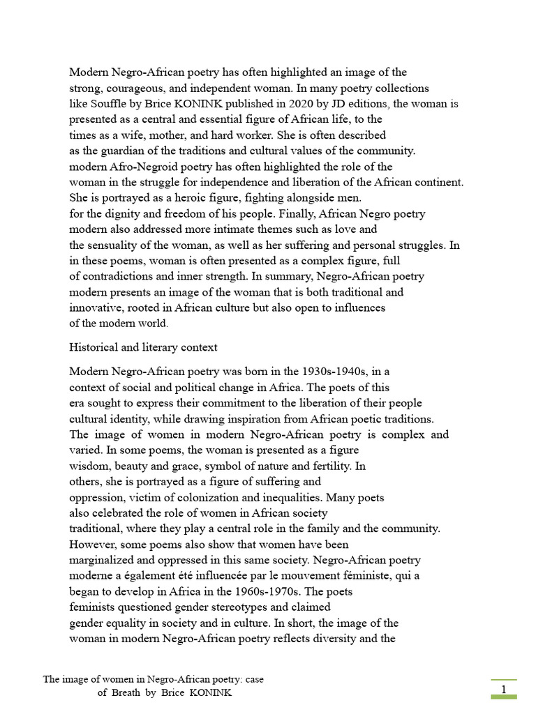 The Image of Women in African Negro Poetry in Souffle | PDF | Poetry ...