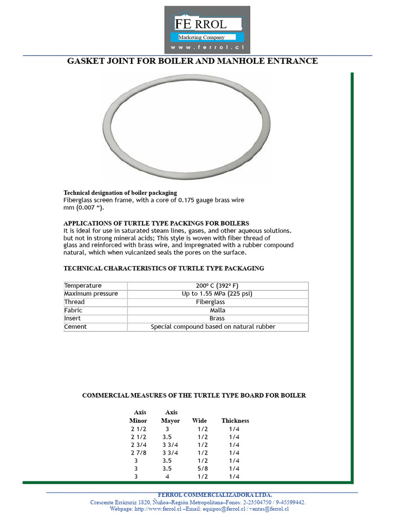 Gasket Joint For Boiler and Manhole | PDF | Boiler | Fiberglass