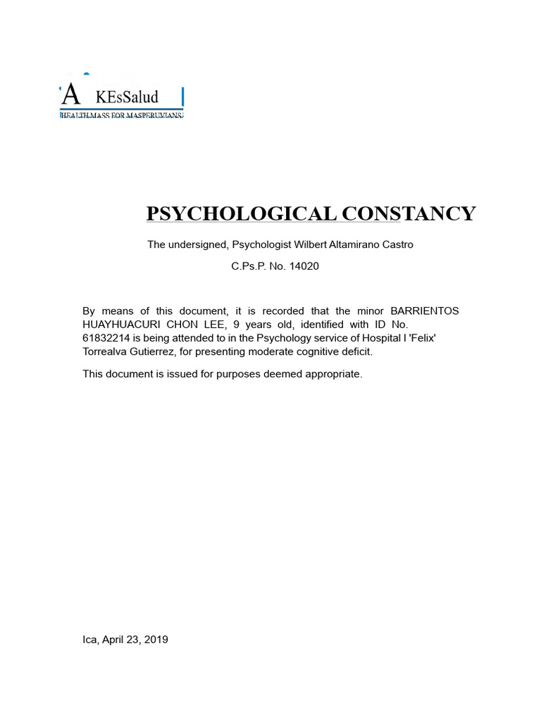 Psychological Constancy - Chon Lee | PDF