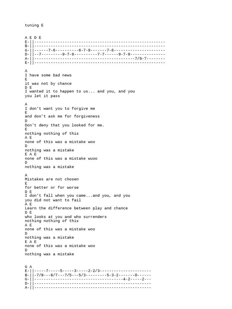 Lyrics and Chords for "Mistakes" Song | PDF