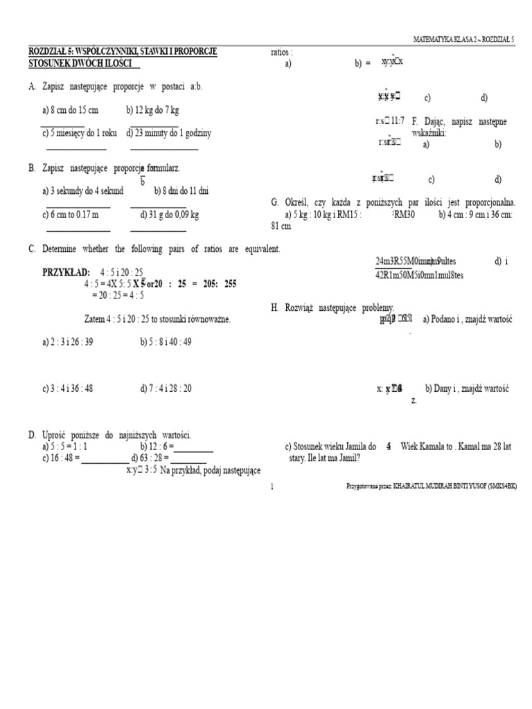 Współczynniki, stawki i proporcje | PDF
