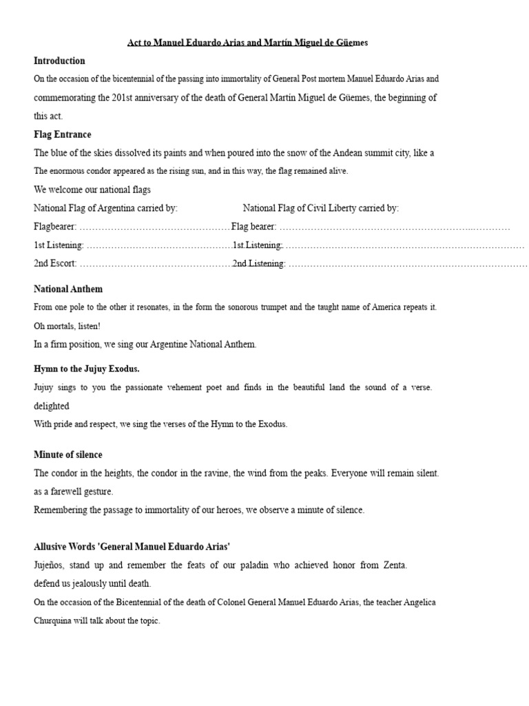 ACT To Manuel Eduardo Arias and Martin Miguel de Güemes | PDF