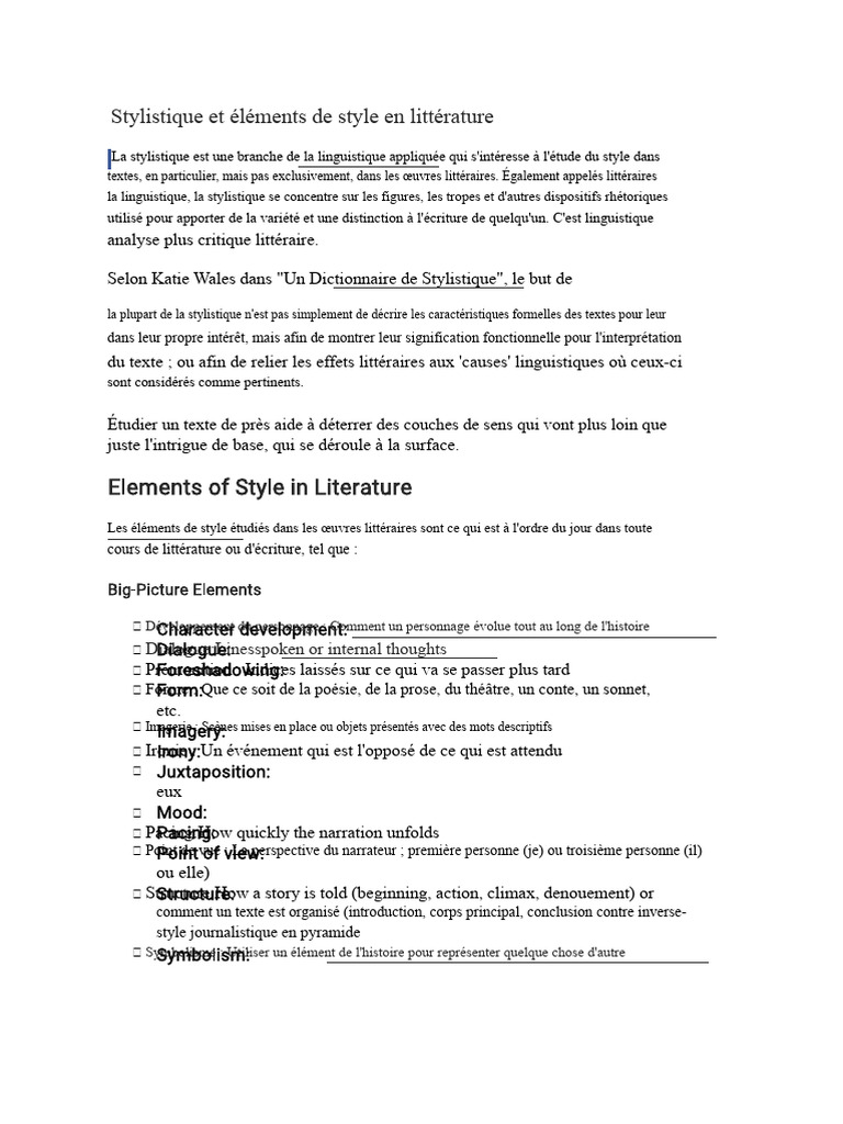 Stylistique et éléments de style littéraire | PDF | Rhétorique ...
