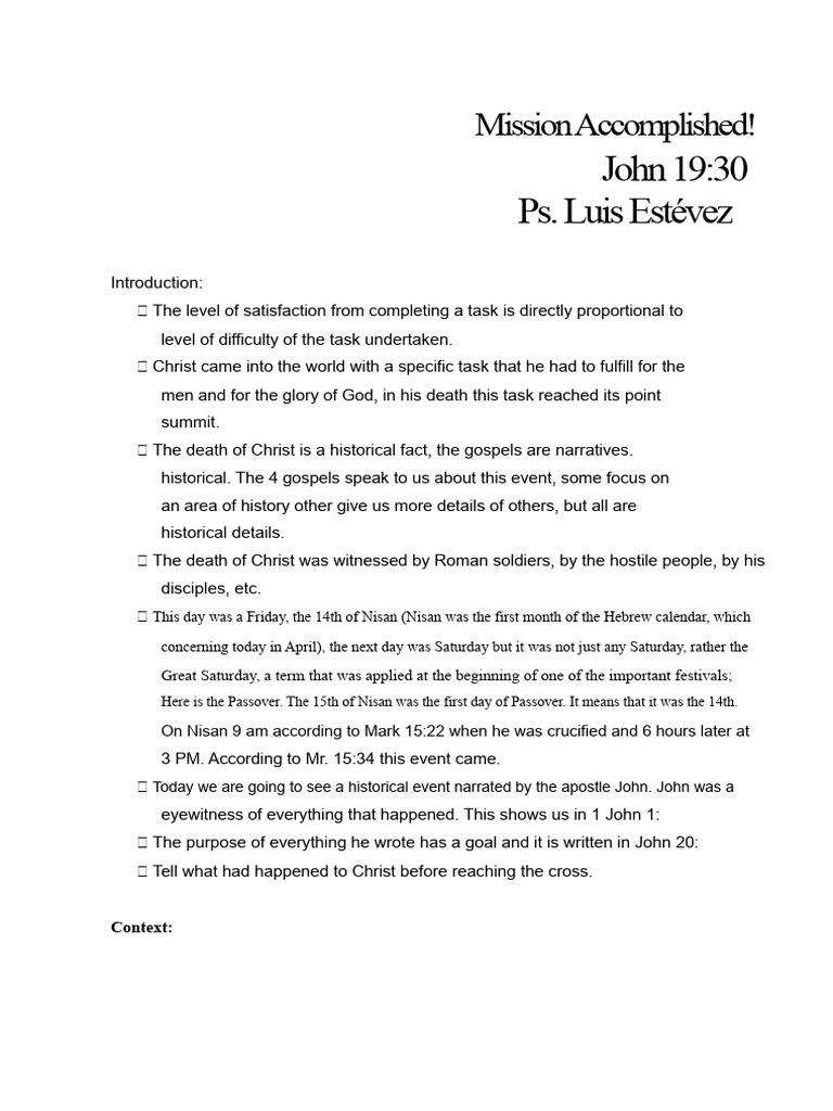 Mission Accomplished! John 19:30 | PDF | Crucifixion Of Jesus | Jesus
