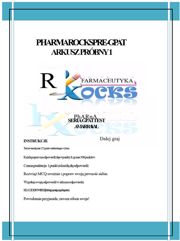 Pharmarocks Pre-Gpat Mock Test-1 | PDF