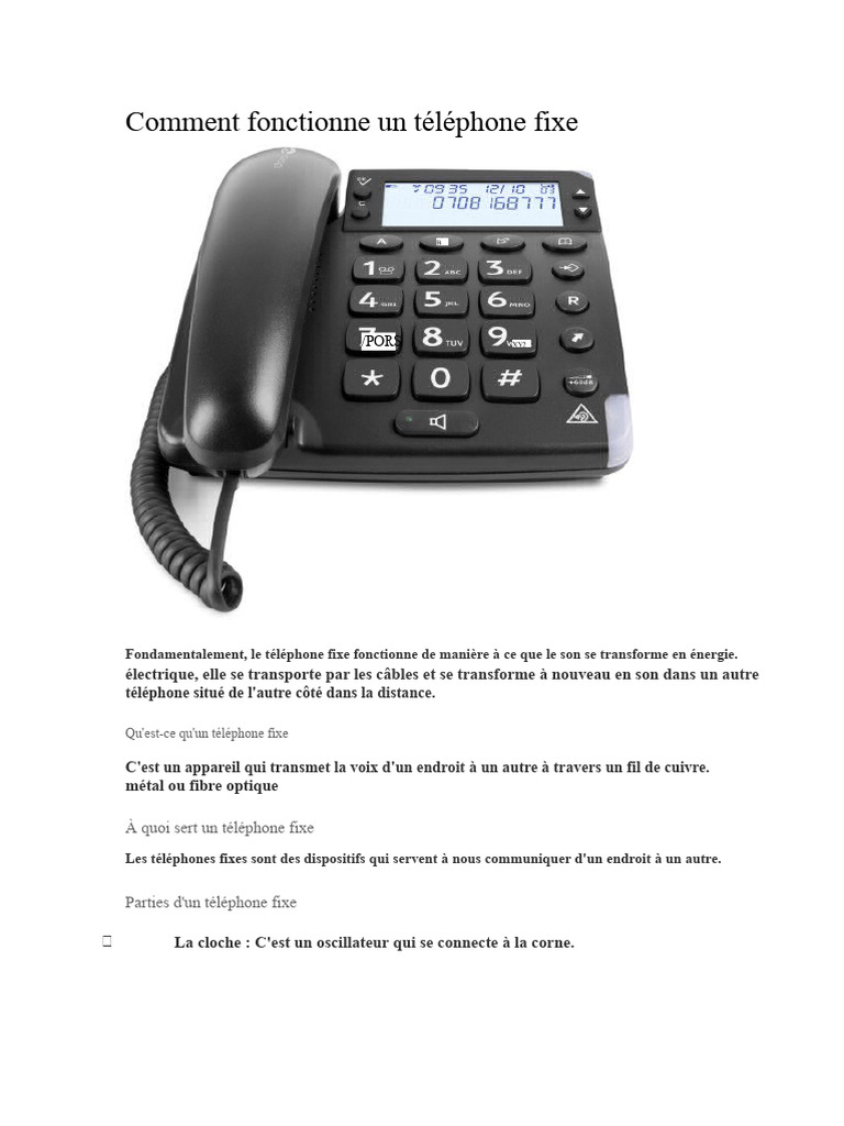 Fonctionnement et types de téléphones fixes | PDF | Téléphone | Réseau ...