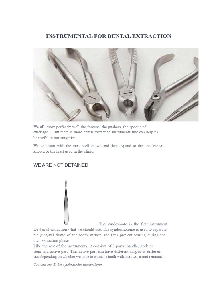 Essential Dental Extraction Instruments | PDF | Dental Anatomy ...