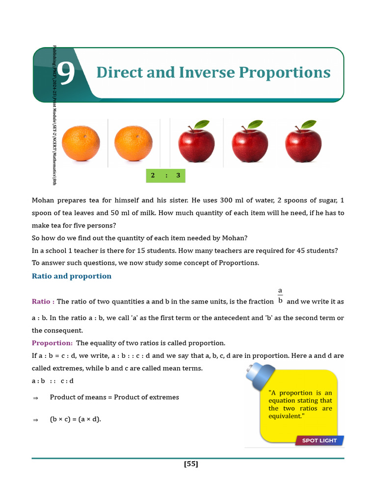 Direct+and+Inverse+Proportions | PDF | Ratio | Speed