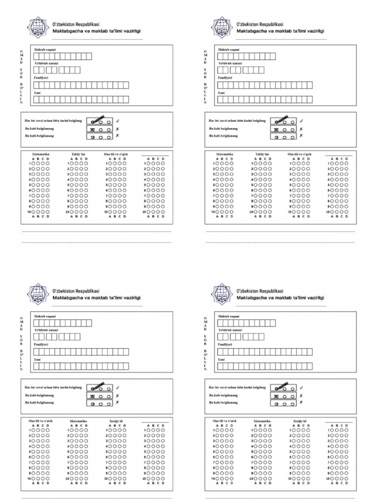 Www.idum.Uz Monitoring Test Javoblar Varagi | PDF