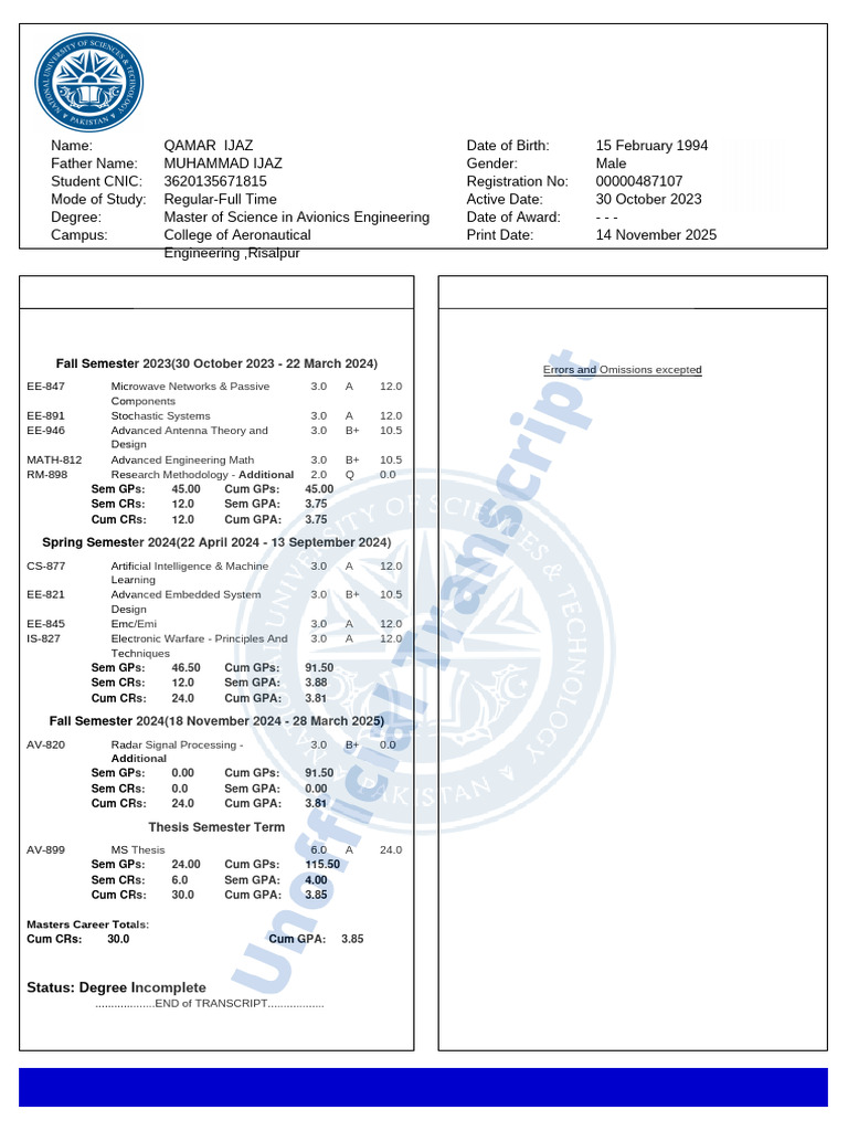 Odoocms Exam - Student Transcript Report2 | PDF | Radio Technology ...