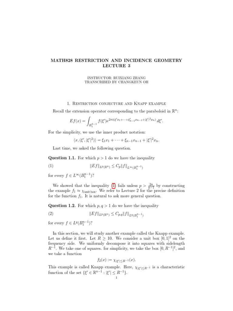 Math828 Lecture 3 | PDF | Inequality (Mathematics) | Geometry