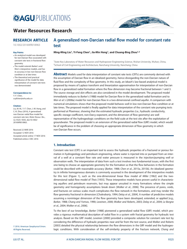 Water Resources Research - 2016 - Liu - A Generalized Non Darcian ...