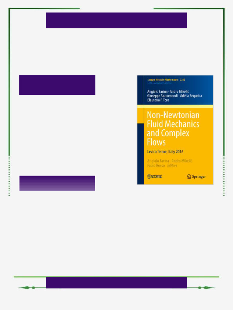 Non Newtonian Fluid Mechanics and Complex Flows Angiolo Farina eBook ...