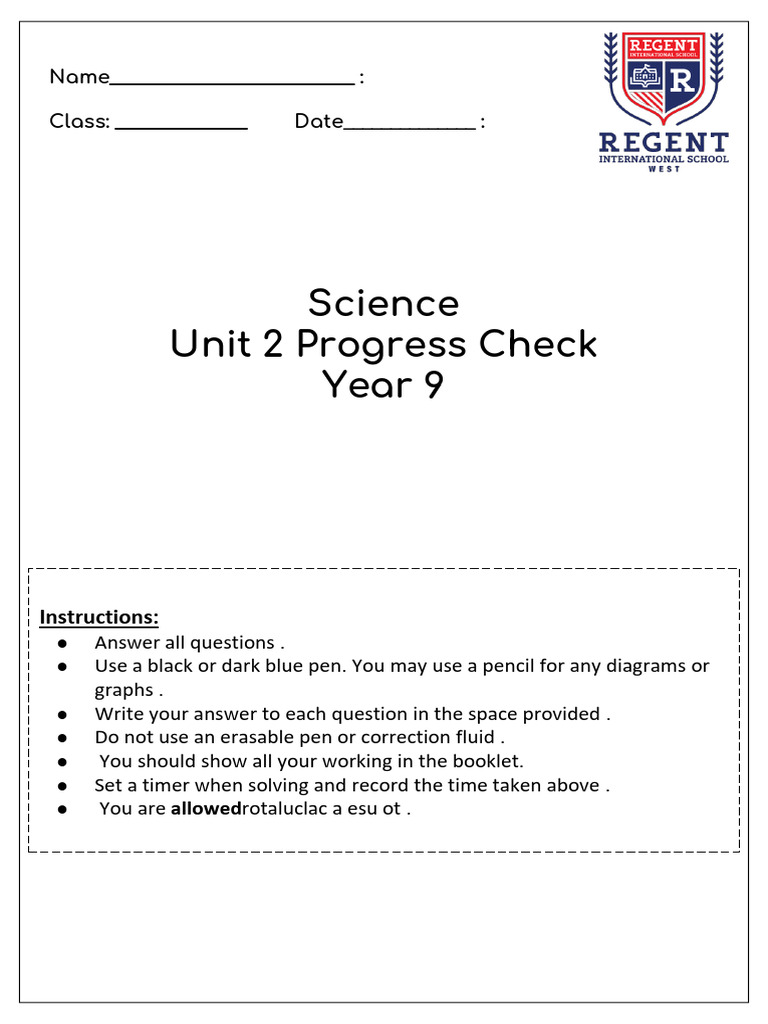 Year 9 Science Progress Check Guide | PDF