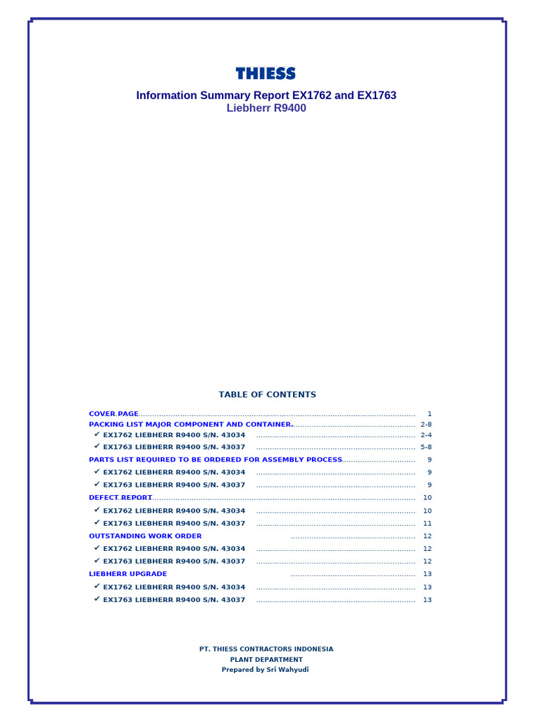 Summary Information Report EX1762 and EX1763 | PDF | Screw | Equipment