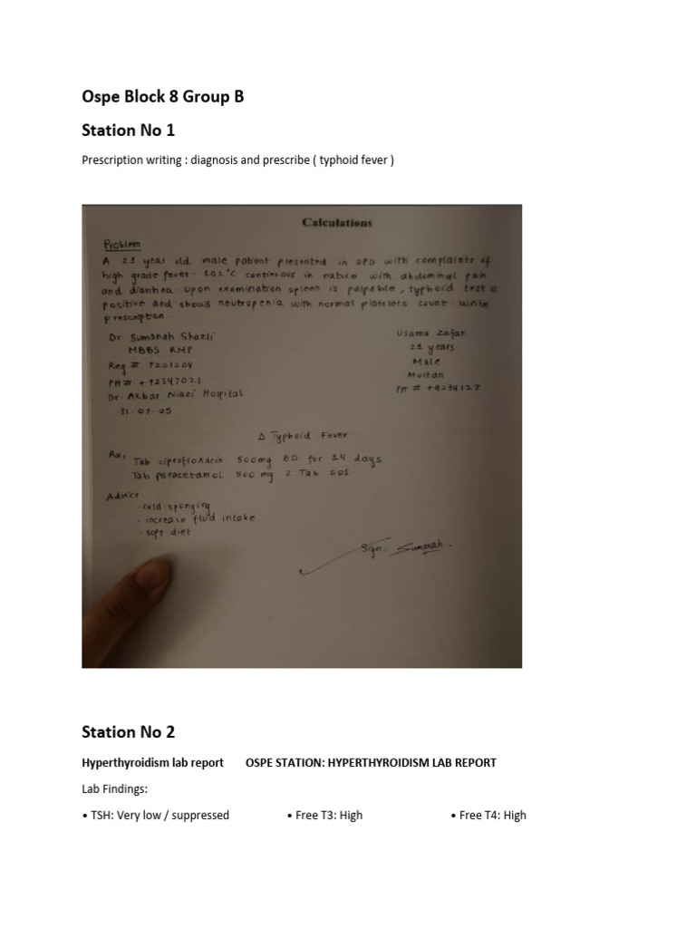 Ospe Block 8 Group 1 | PDF | Medical Specialties | Diseases And Disorders