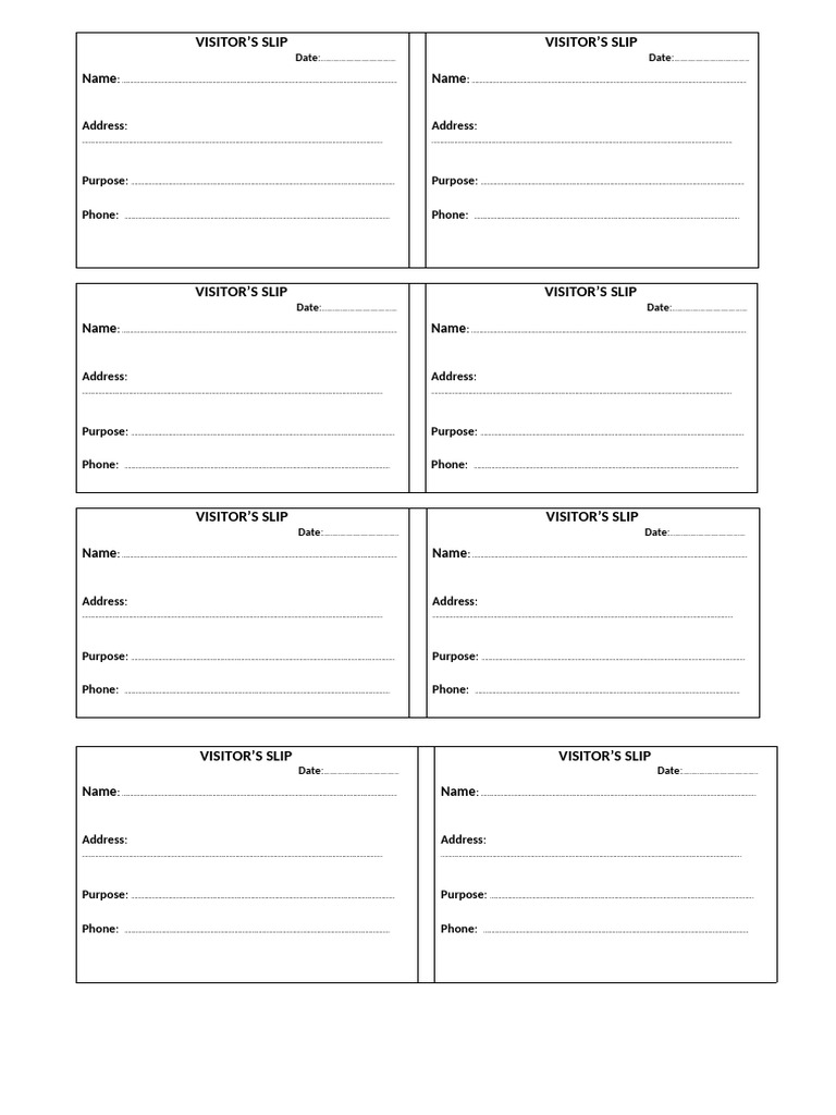 Visitors Slip | PDF