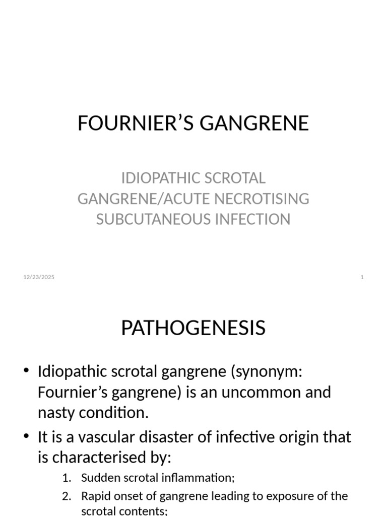 Fournier's Gangrene | PDF | Medical Specialties | Diseases And Disorders