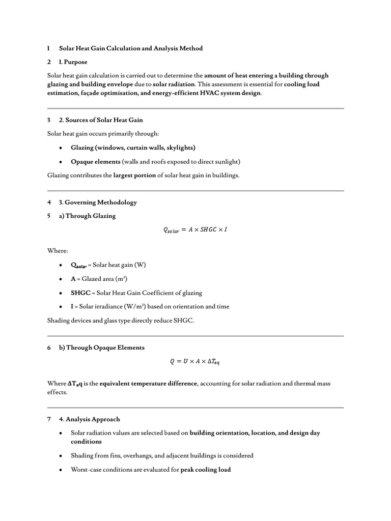 Solar Heat Gain Calculation Guide | PDF