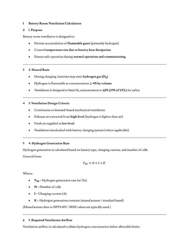 Battery Room Ventilation Calculation | PDF | Ventilation (Architecture ...