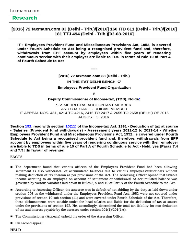 Epfo vs Dcit | PDF | Income Tax | Taxes