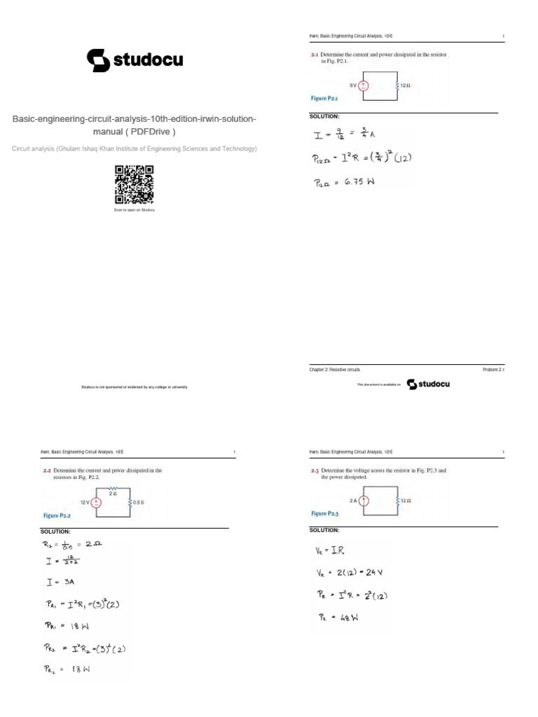 Circuit Analysis Solutions Manual | PDF