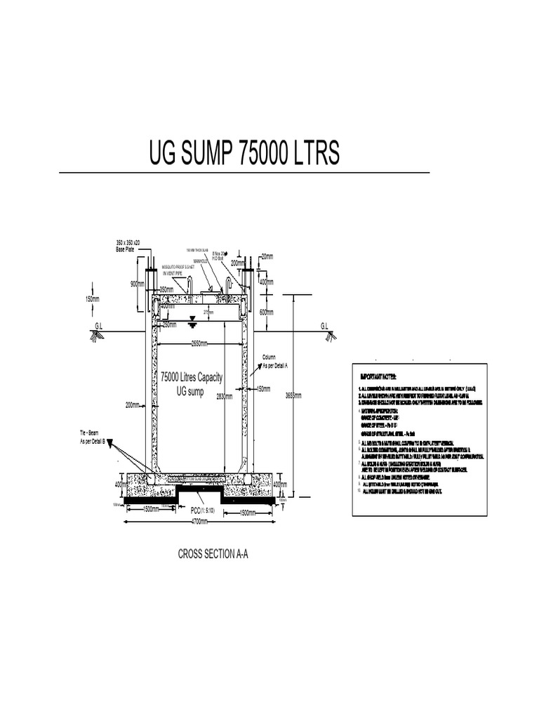 75000 Litre Underground Sump Design | PDF | Chess Theory | Chess