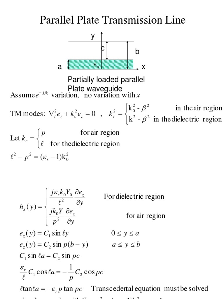 Parallel Plate Transmission Line: Region Air The in - K, 0: Modes TM ...