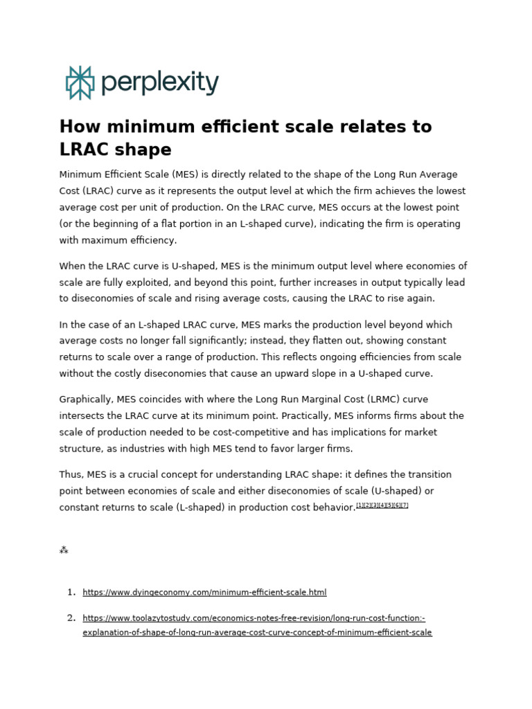 Minimum Efficient Scale and LRAC Curve | PDF