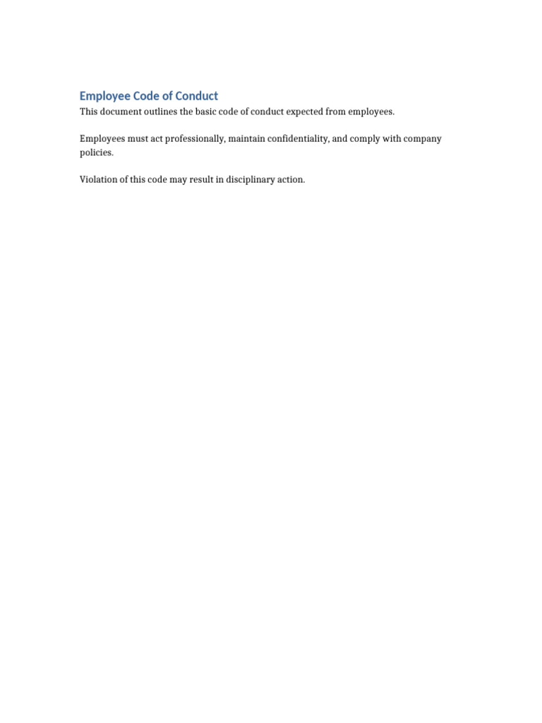 Employee Code of Conduct | PDF