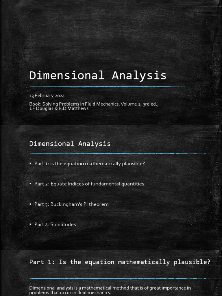 Dimensional Analysis in Fluid Mechanics | PDF | Equations | Continuum ...