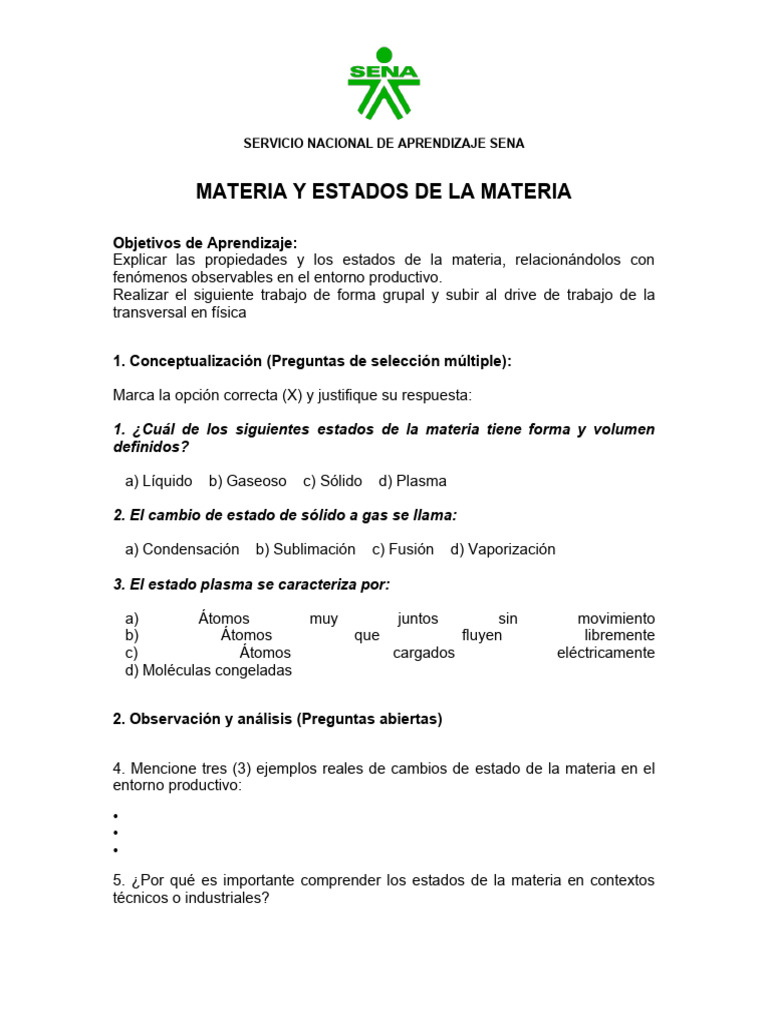 Estados de la Materia y su Aplicación | PDF