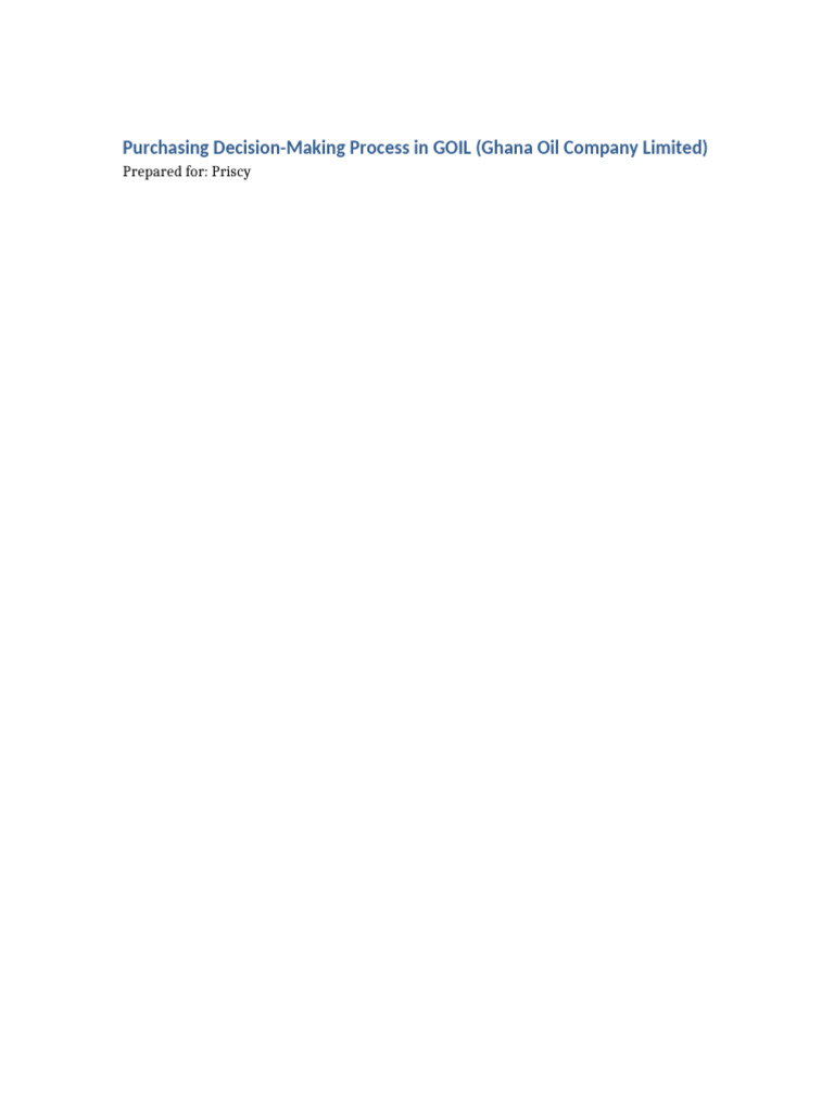 GOIL Purchasing Decision Process Explained | PDF | Procurement ...
