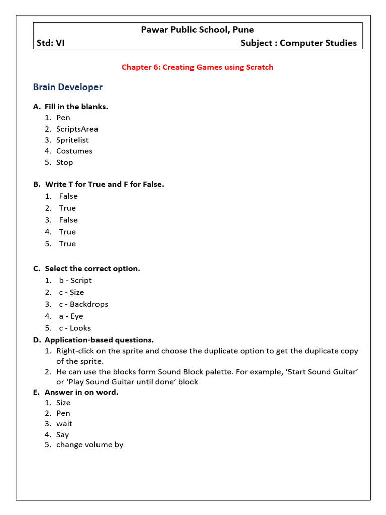 Std 6 Ch 6 Creating Games Using Scratch.20250616111848 | PDF