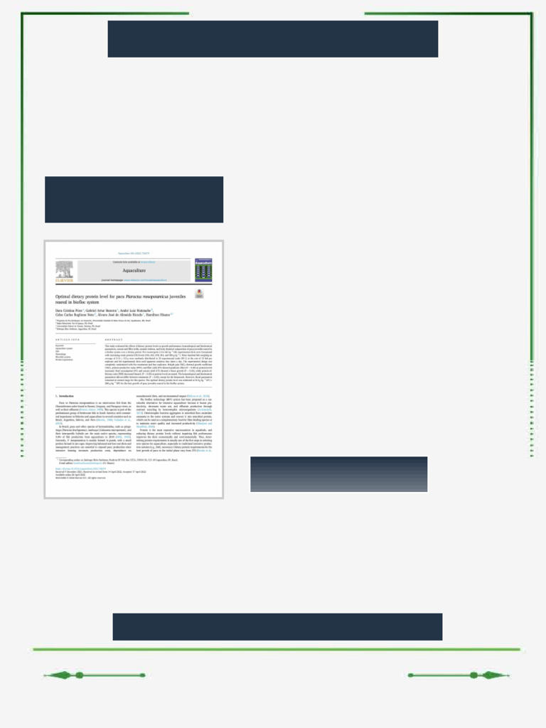 Optimal dietary protein level for pacu Piaractus mesopotamicus ...