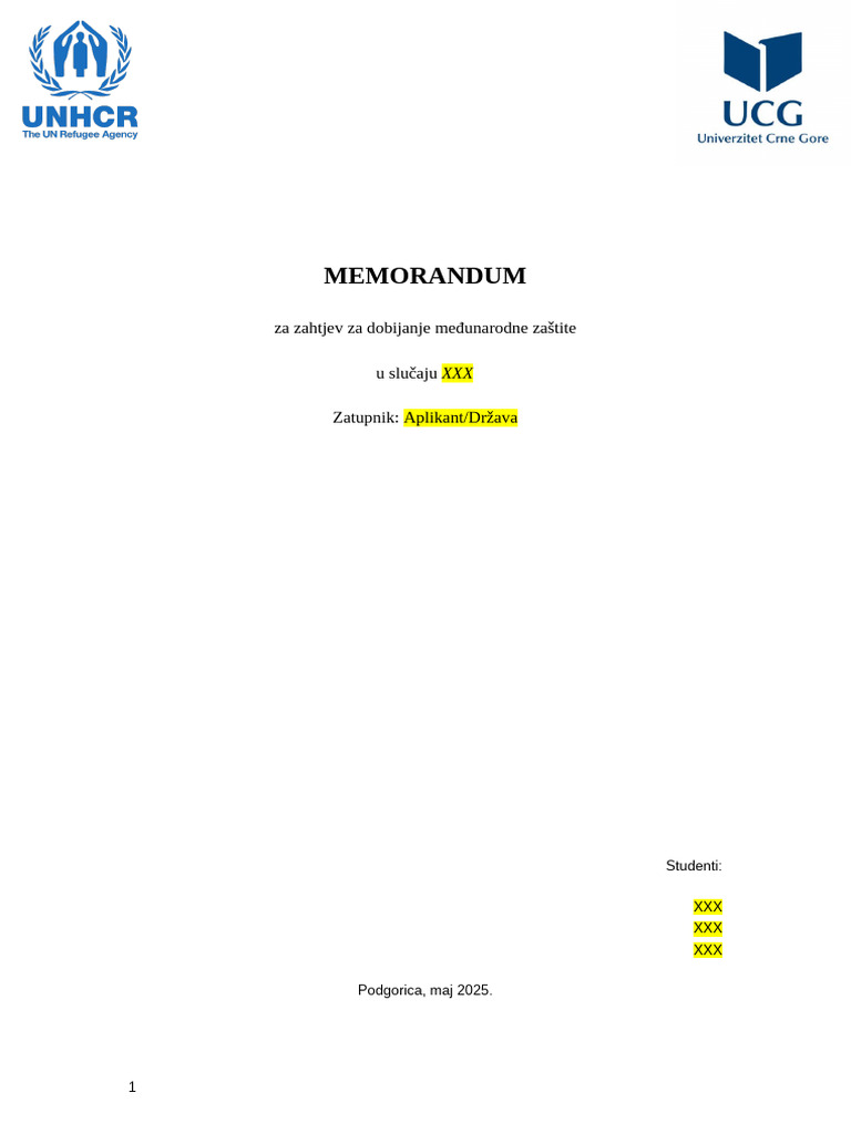 Memorandum Cover Page | PDF
