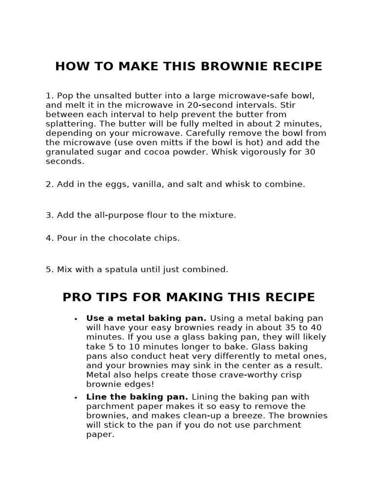 Brownies Recipe | PDF | Chocolate Brownie | Baking