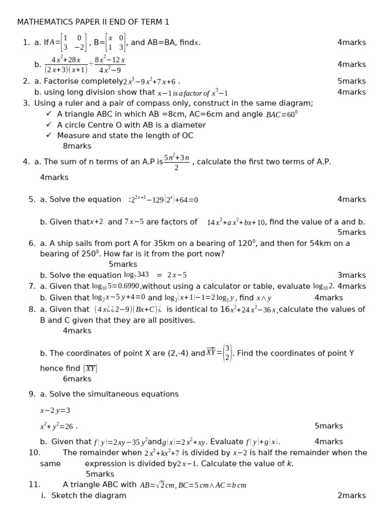Maths Paper 2 End | PDF | Elementary Mathematics | Mathematics