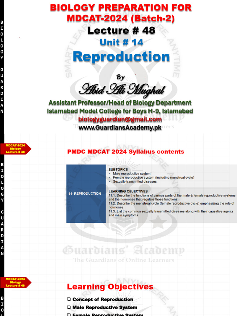 Lecture 48 Biology MDCAT 2024 (Batch-2) Reproduction | PDF ...