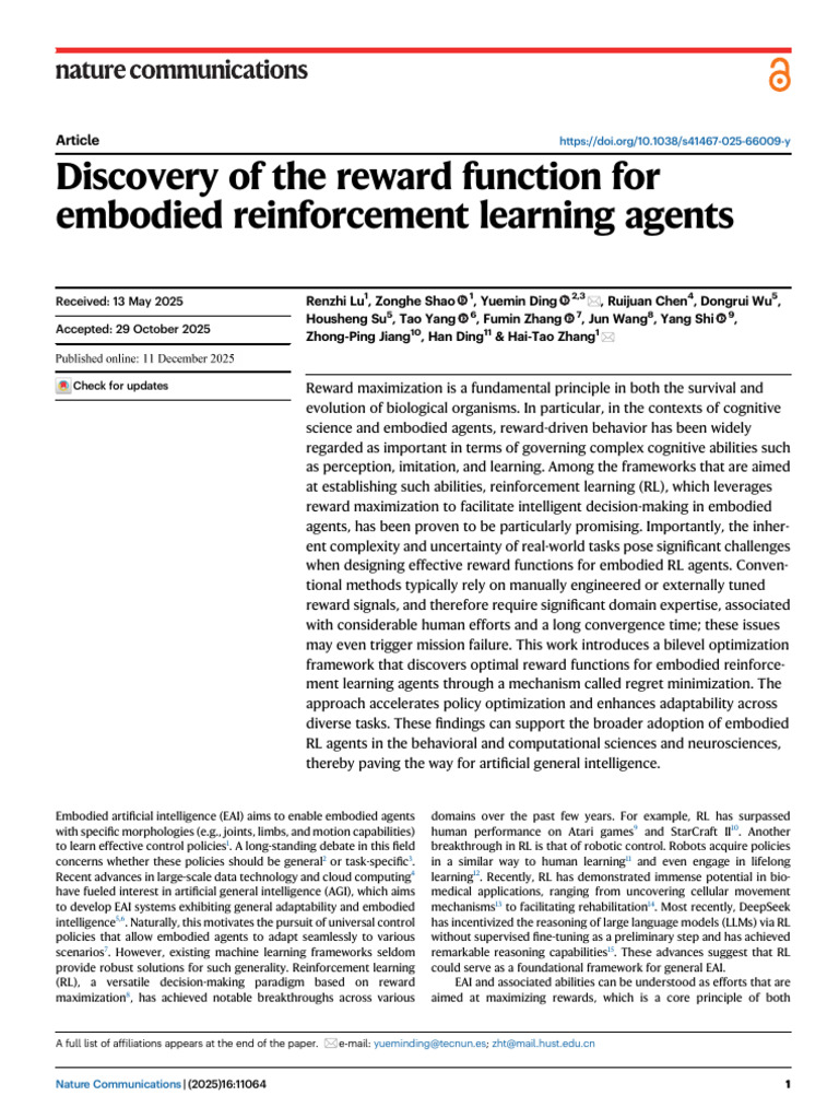 Lu 等 - 2025 - Discovery of the Reward Function for Embodied ...