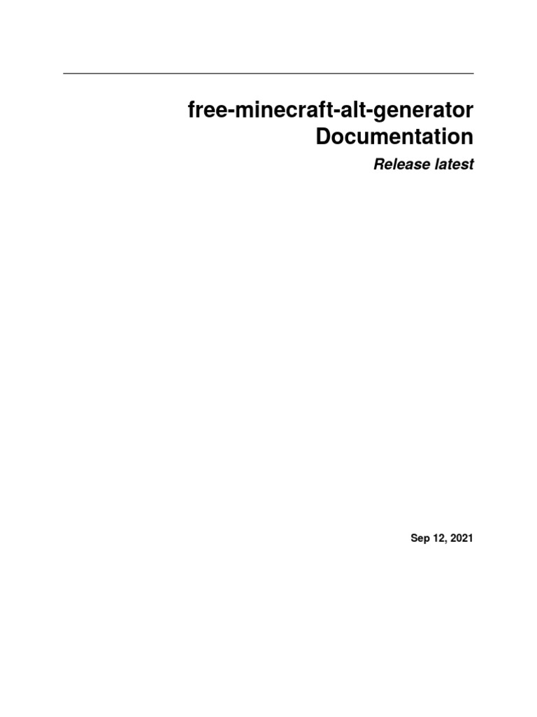 Free Minecraft Alt Generator Readthedocs Io en Latest | PDF | Minecraft