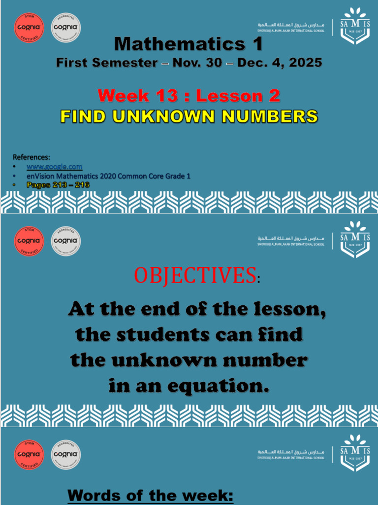 Finding Unknown Numbers in Equations | PDF