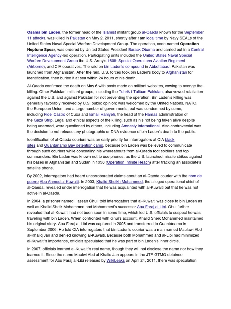 Osama Bin Laden | PDF | Osama Bin Laden | Al Qaeda